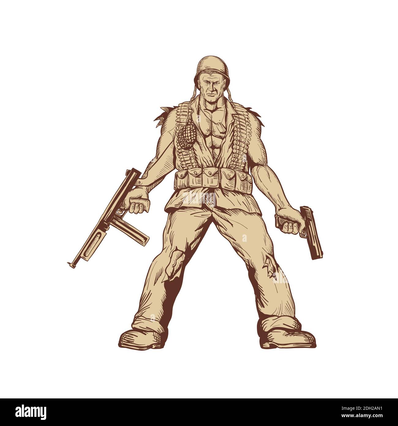 World War Two American GI Soldier Drawing Stock Photo - Alamy