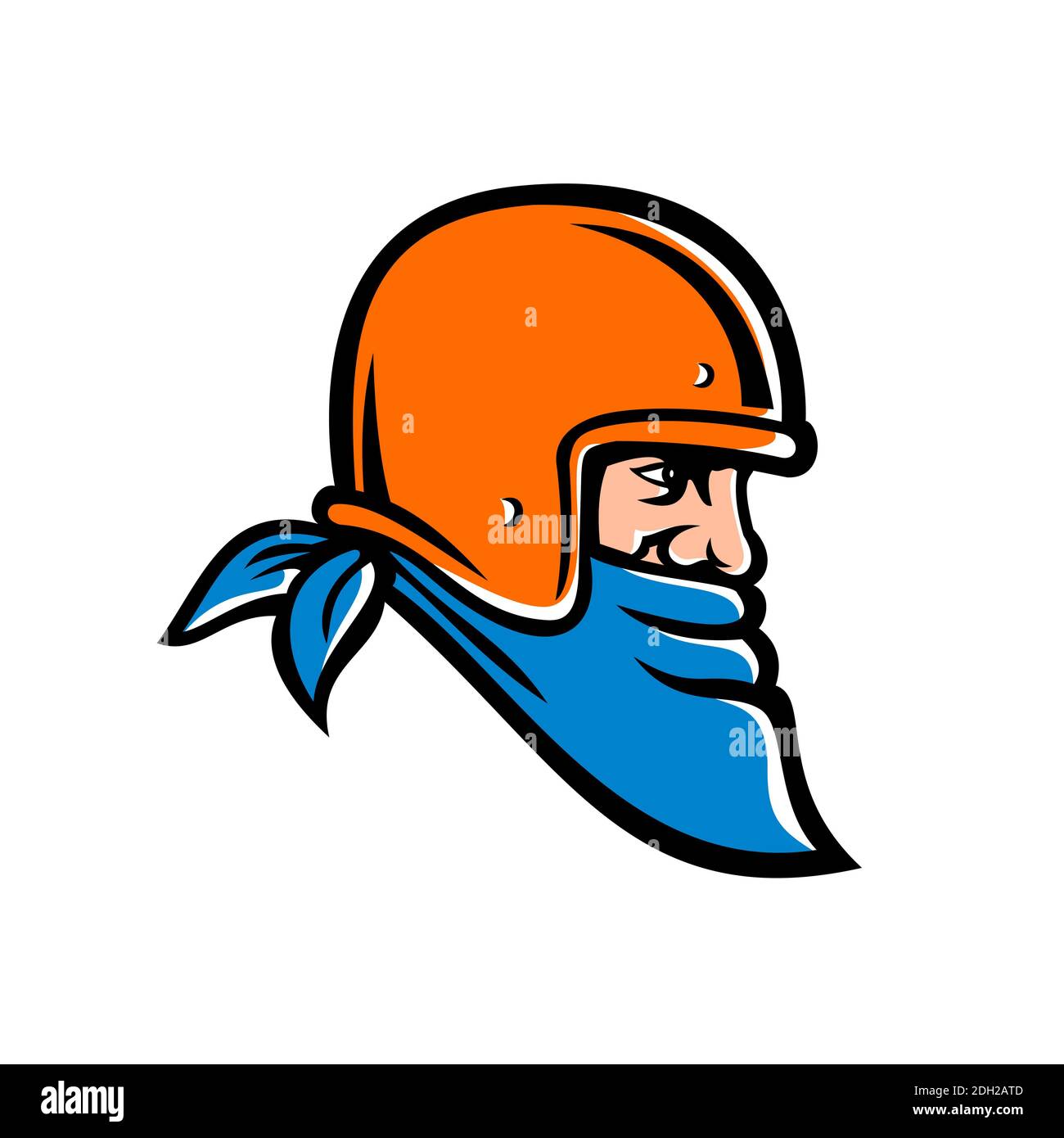 Bandit Biker Wearing Bandana and Helmet Mascot Stock Photo - Alamy