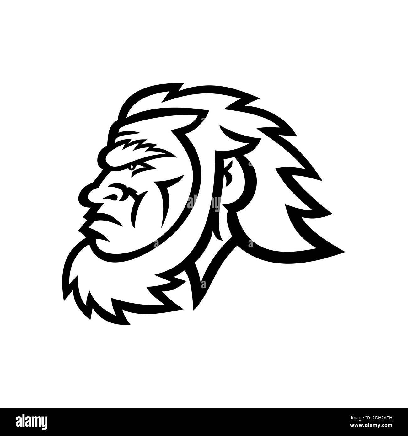 Caveman Head Side Black and White Stock Photo - Alamy