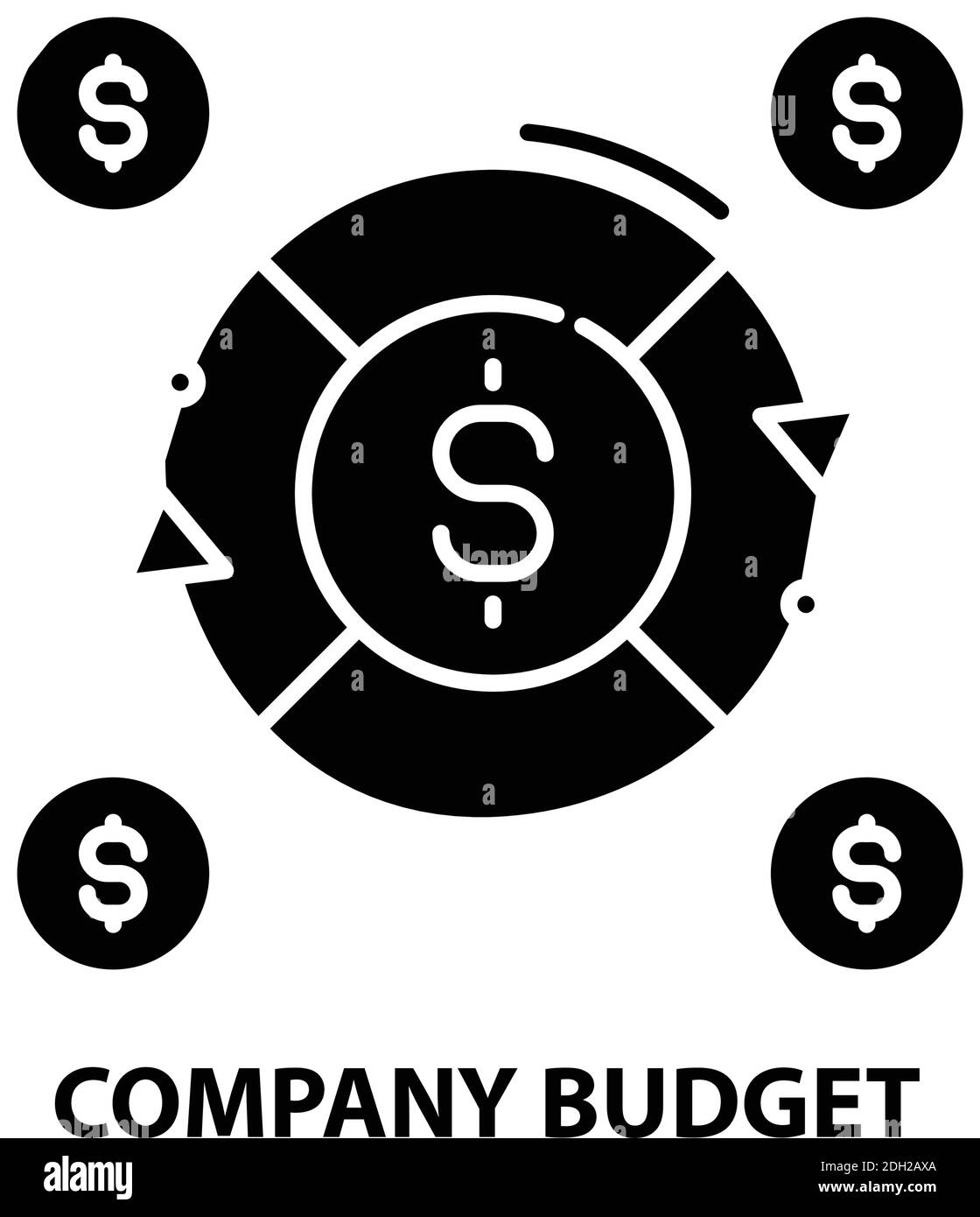 company budget icon, black vector sign with editable strokes, concept ...