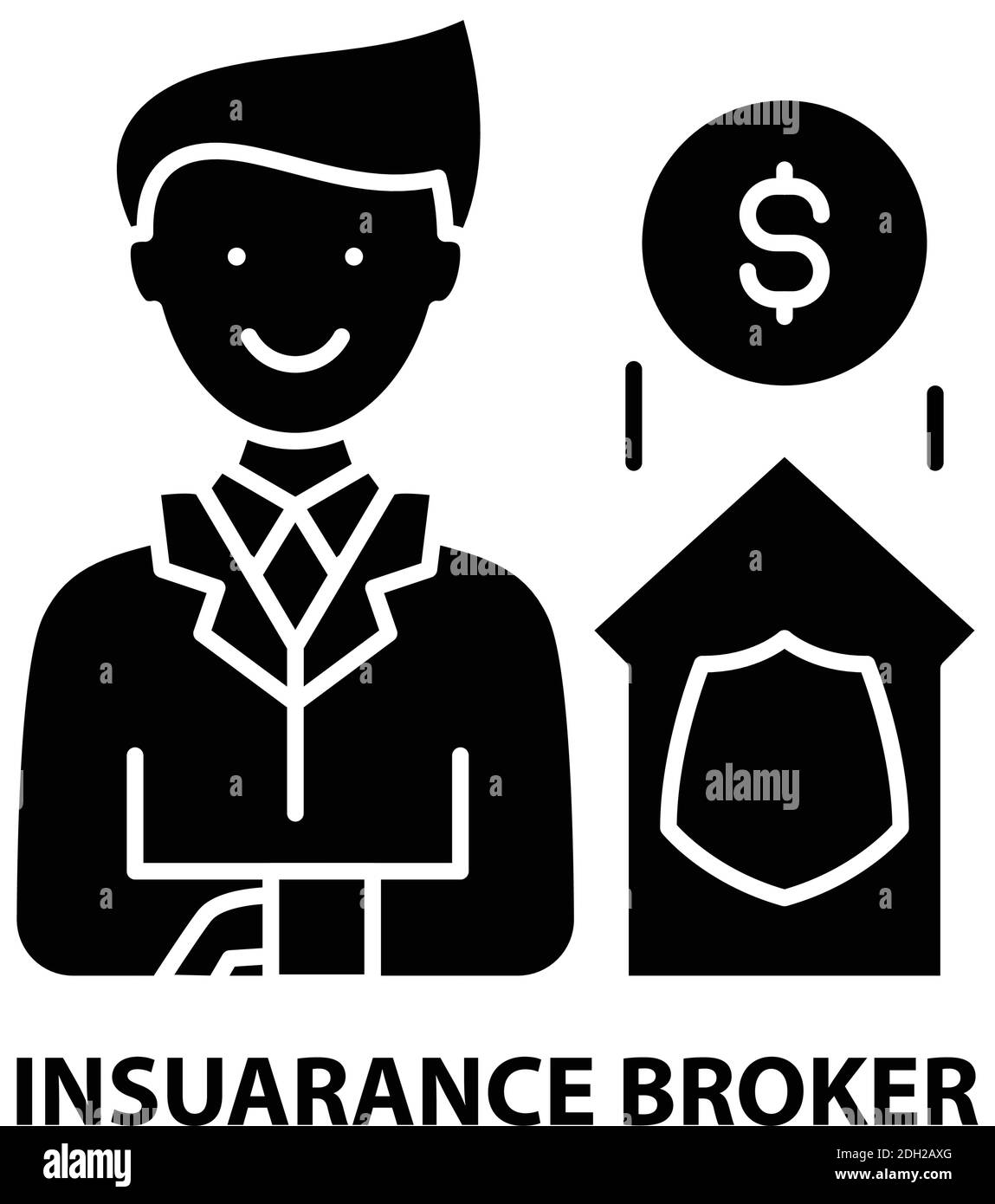 insuarance broker icon, black vector sign with editable strokes ...