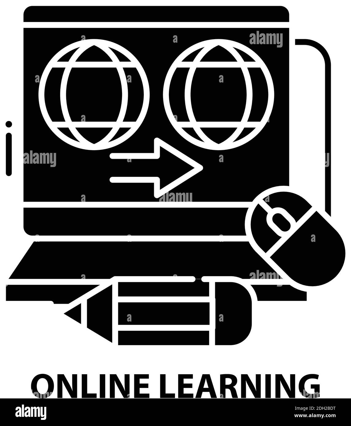 online learning icon, black vector sign with editable strokes, concept ...