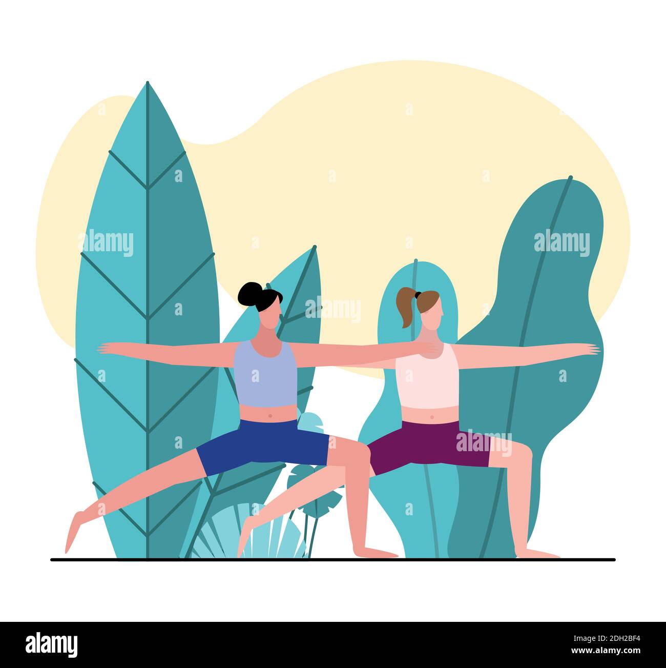 young women practicing gymnastics characters vector illustration design ...