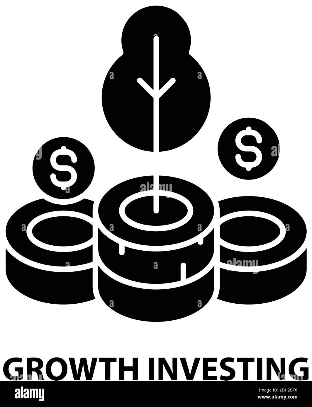 growth investing icon, black vector sign with editable strokes, concept ...