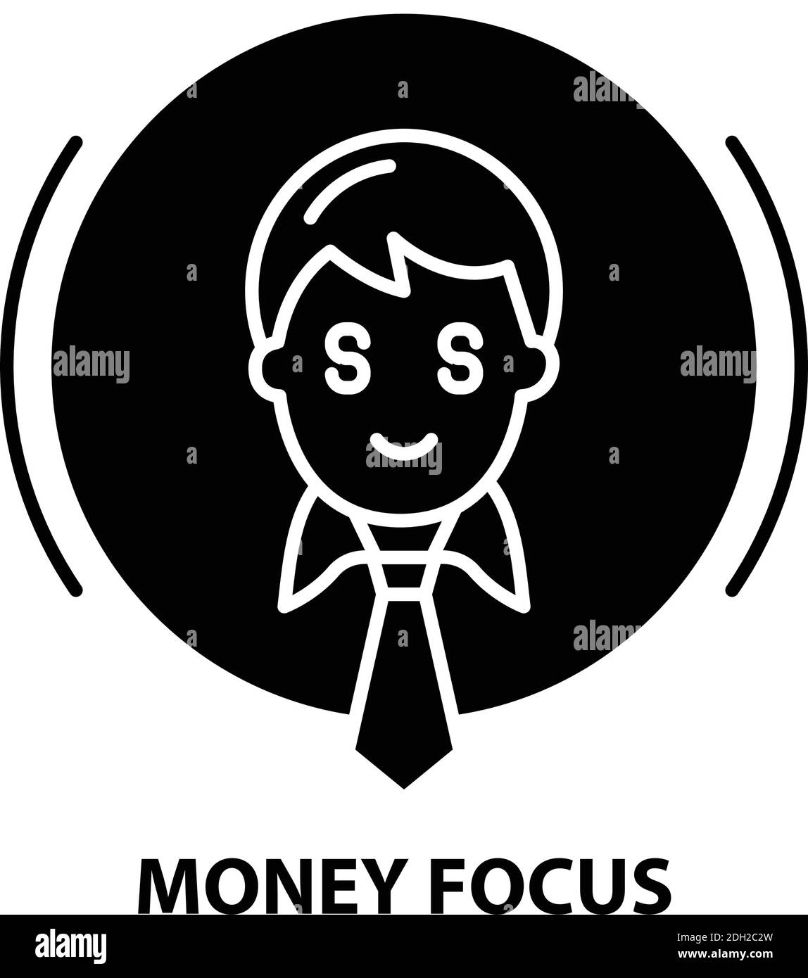 money focus icon, black vector sign with editable strokes, concept ...