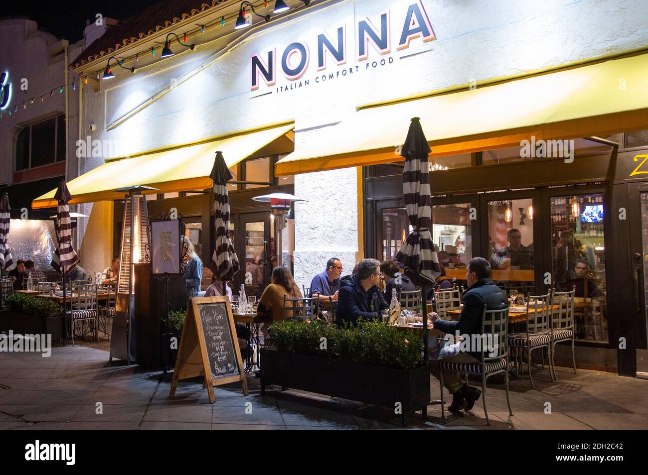 Nonna restaurant, Little Italy neighborhood at night, Downtown San ...