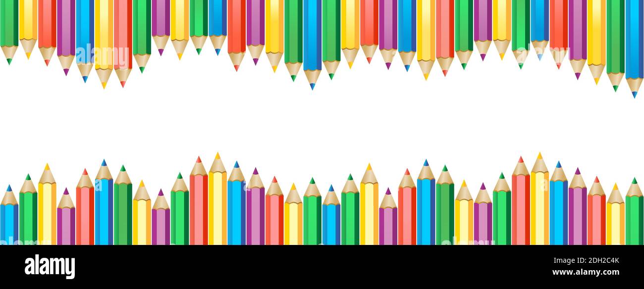 Seamless colored pencils wave row banner. Crayons Stock Vector Image ...