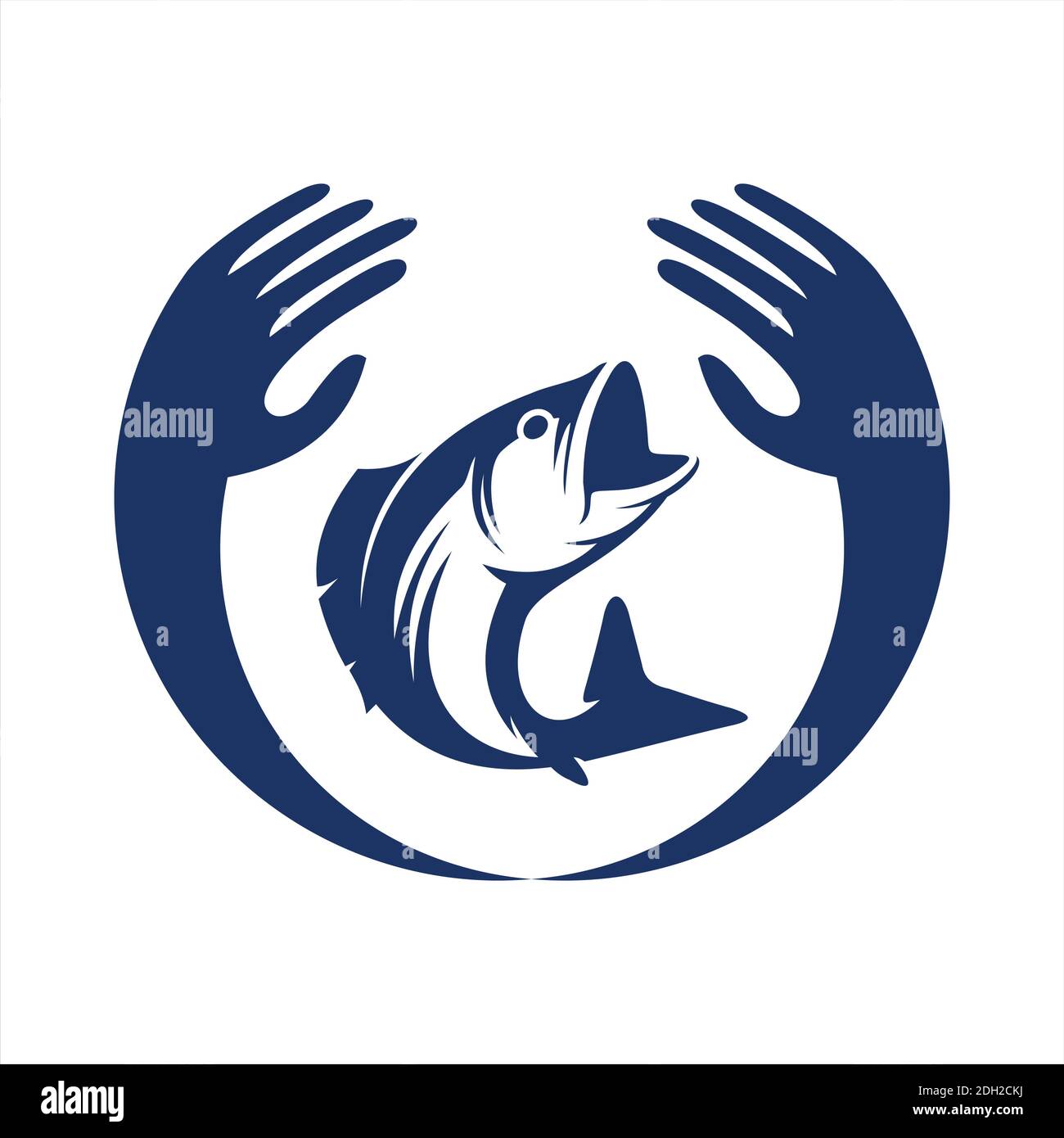 abstract hand and fish save fish icon logo vector flat concept design ...