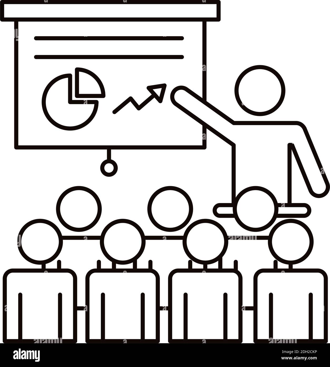 group of workers training with paperboard and statistics coworking line ...