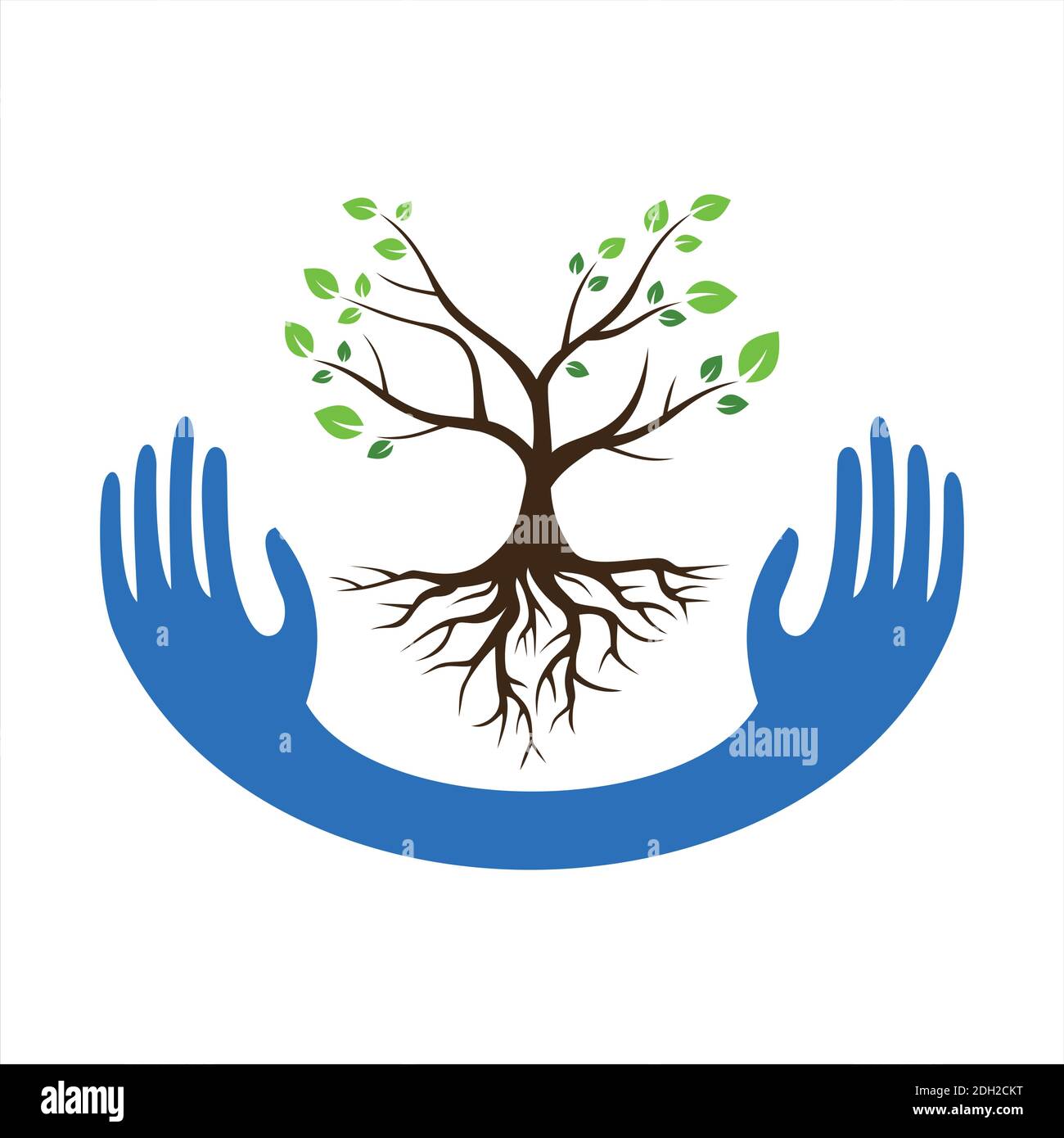 abstract hand and tree save nature icon logo vector flat concept design ...