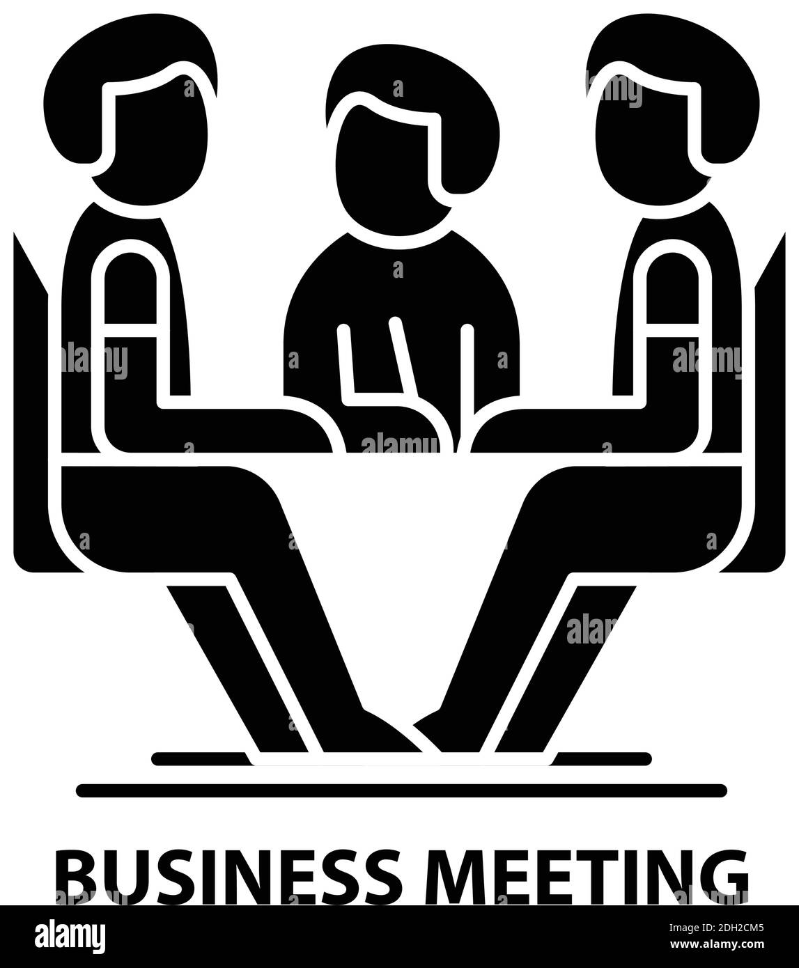 business meeting icon, black vector sign with editable strokes, concept ...