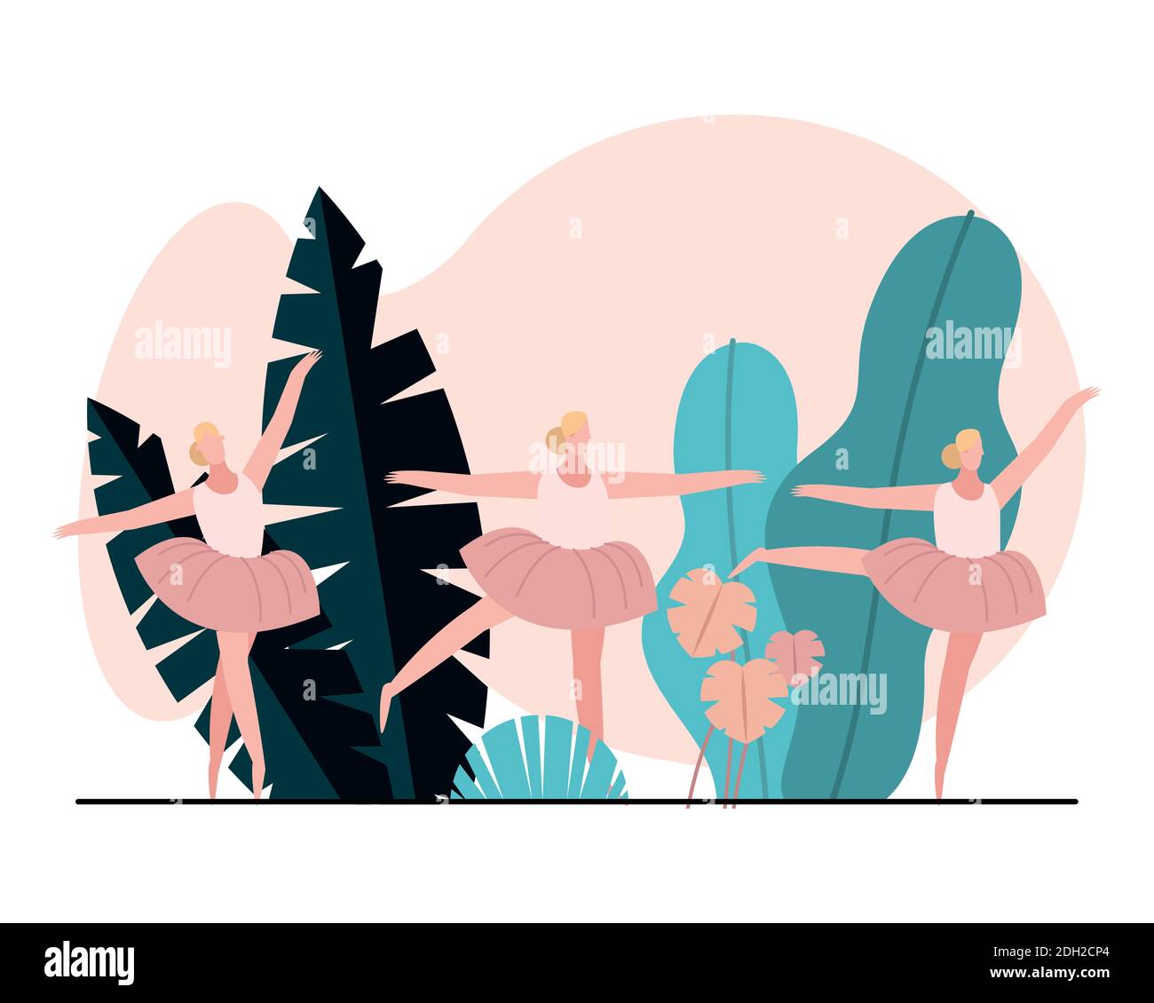 young women dancing ballet characters vector illustration design Stock ...