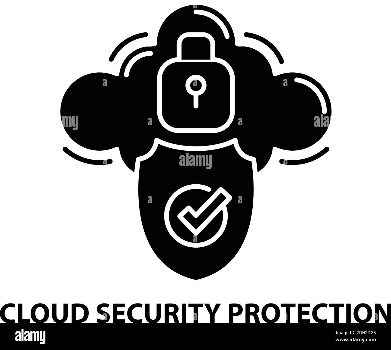 cloud security protection icon, black vector sign with editable strokes ...