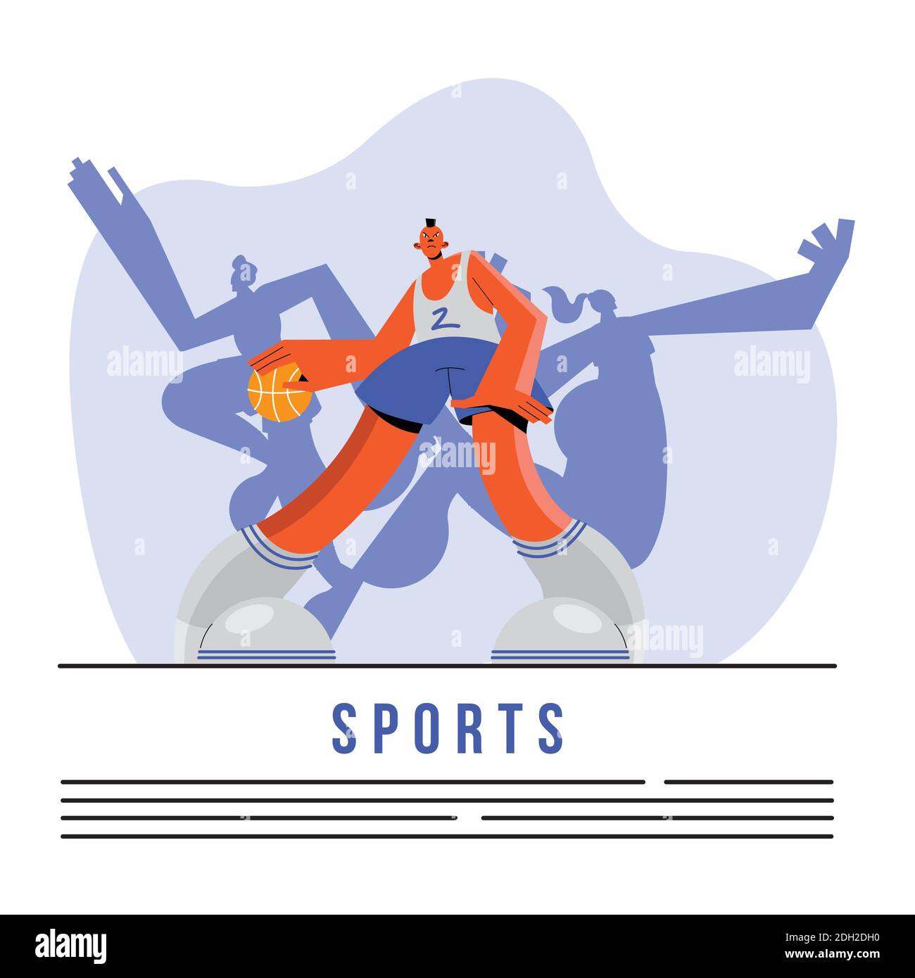 male athlete practicing basketball sport character and lettering vector ...