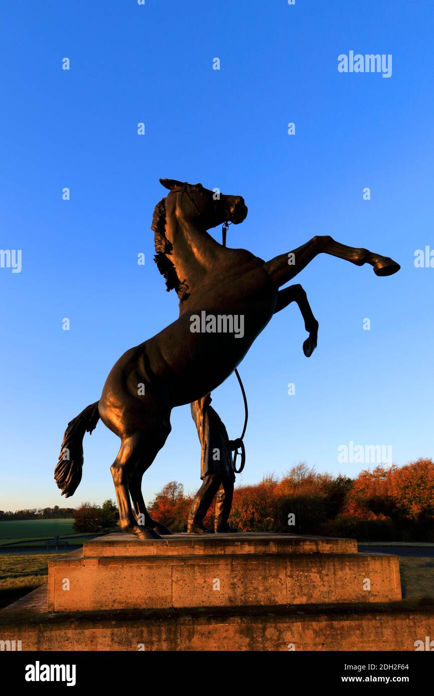 Sunrise over the Newmarket Stallion statue by Marcia Astor and Allan ...
