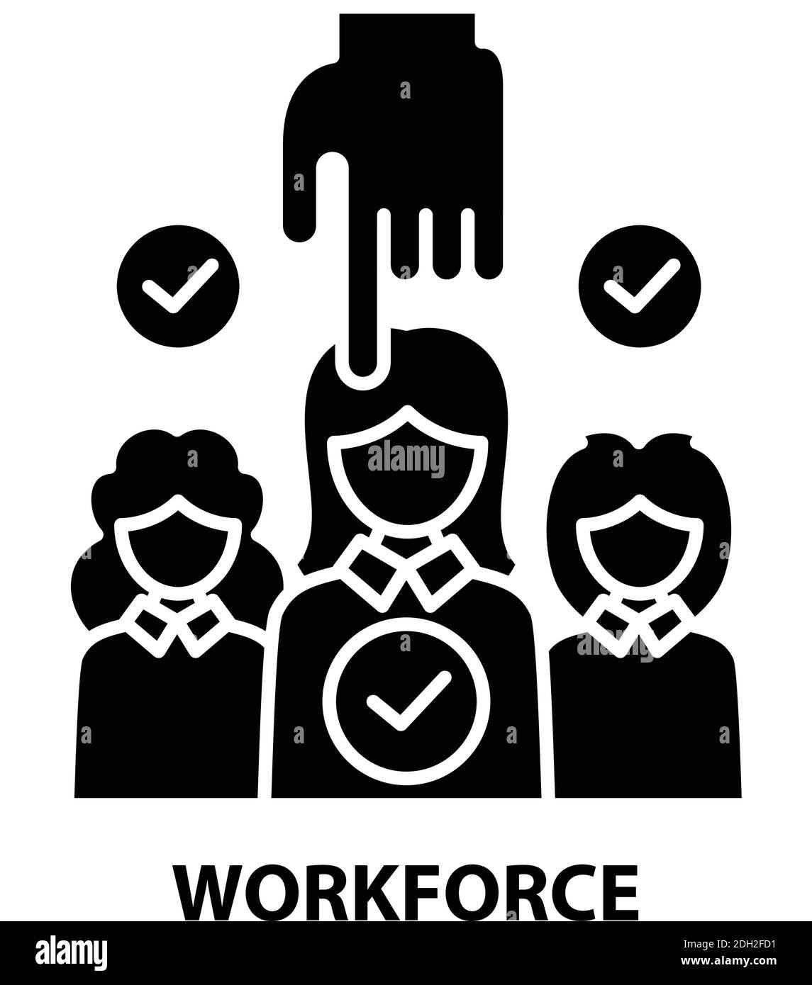 workforce icon, black vector sign with editable strokes, concept ...