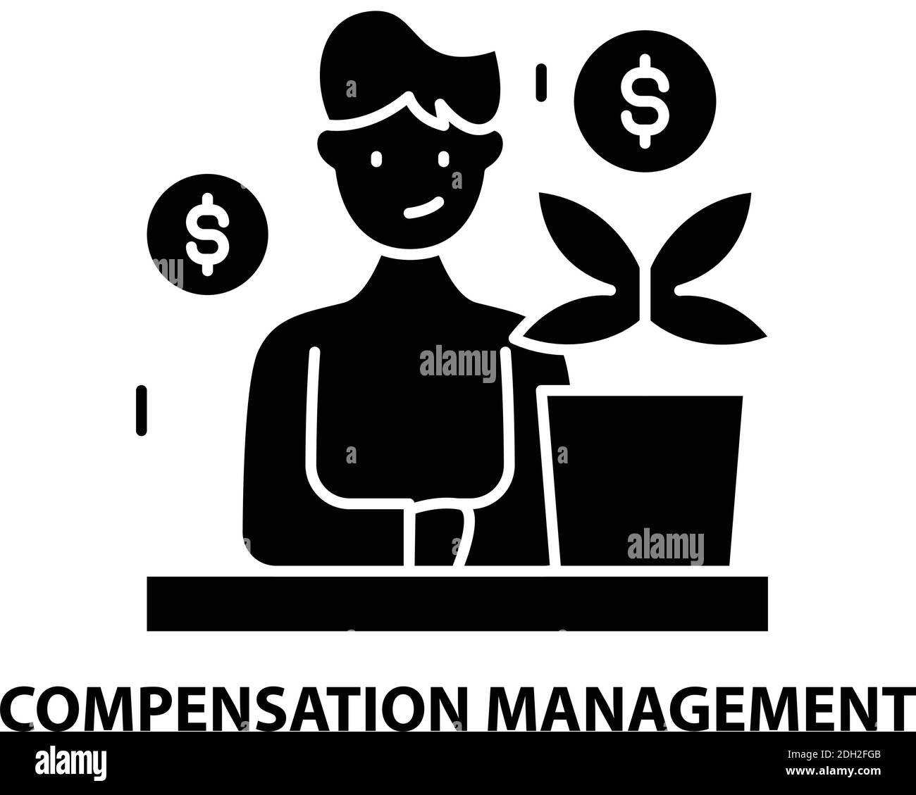compensation management icon, black vector sign with editable strokes ...