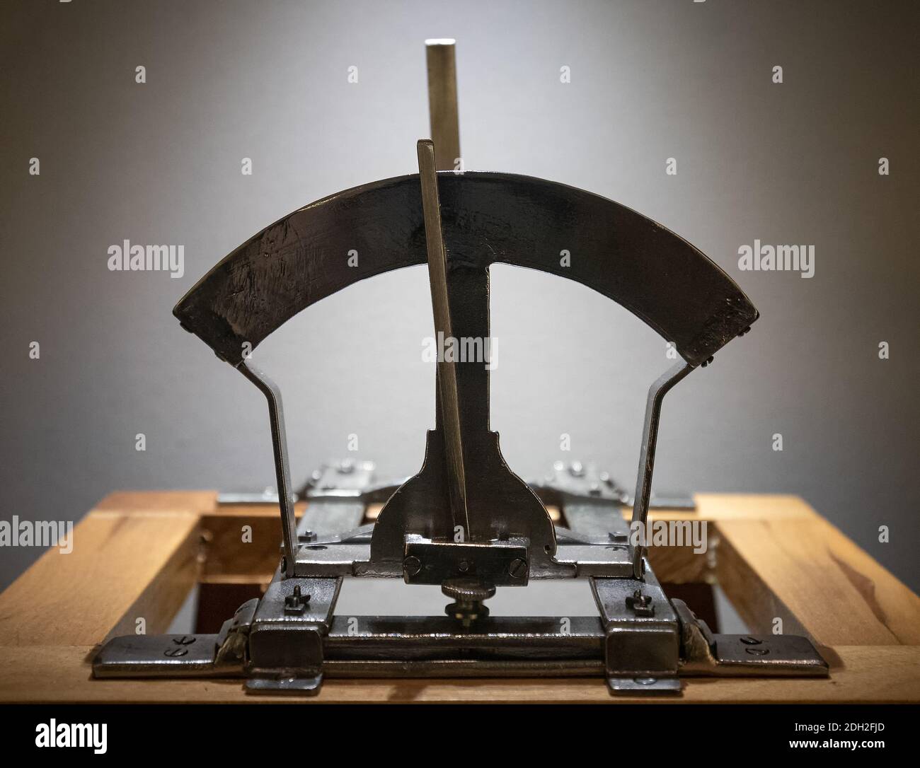 The upper detail of an old machine for testing the power of powder ...