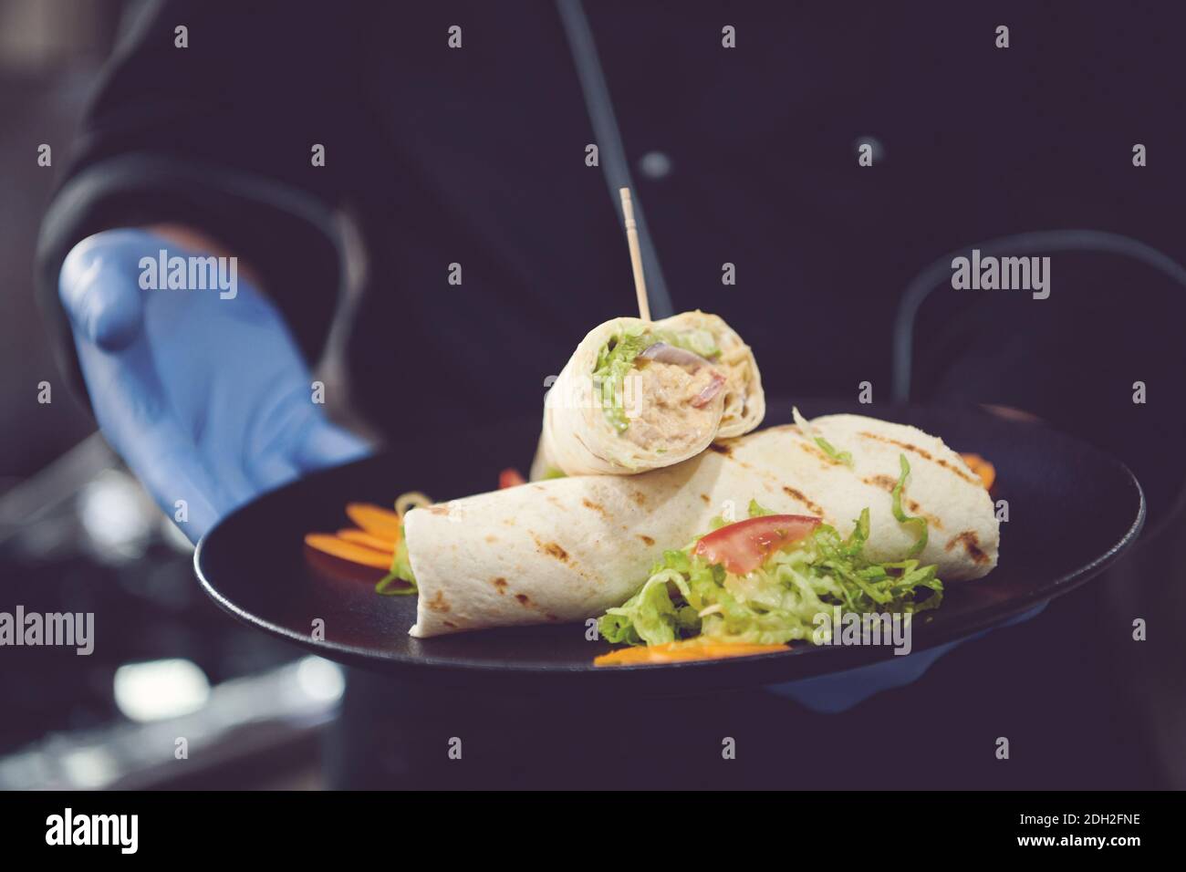 Chef cook wearing face protective medical mask for protection from ...
