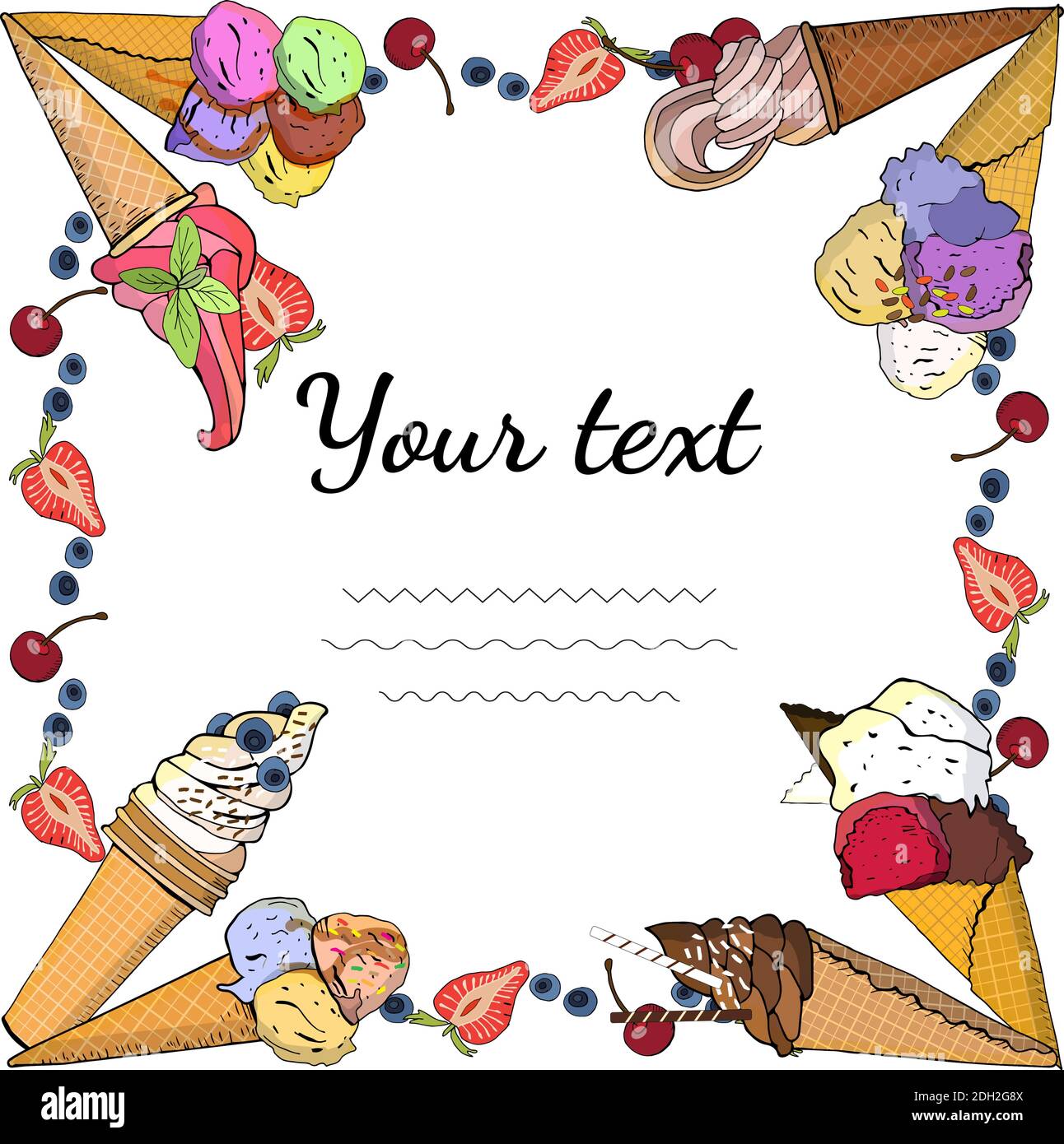 Ice cream template. Vector illustration. Excellent print for greeting ...