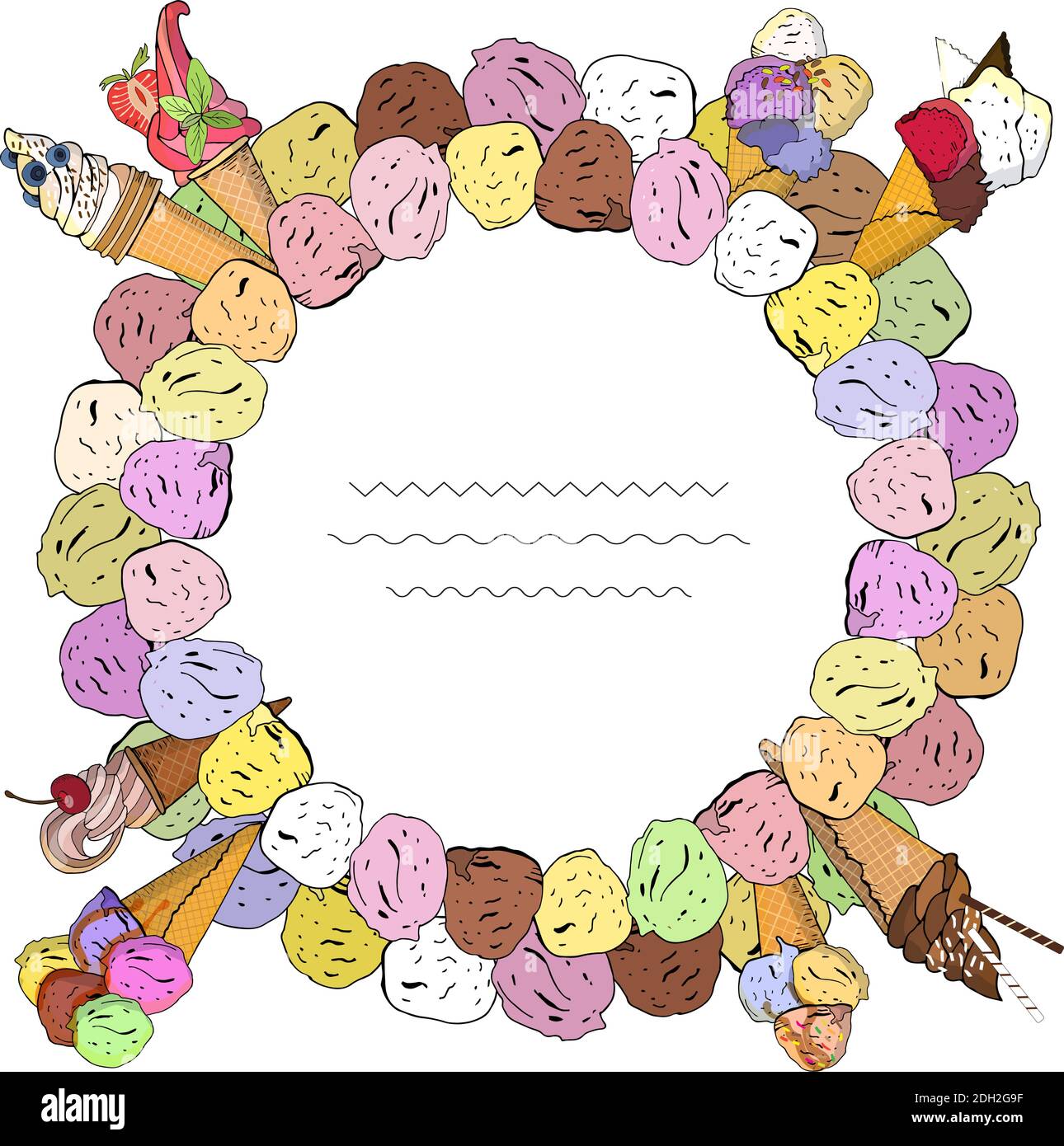 Ice cream template. Vector illustration. Excellent print for greeting ...