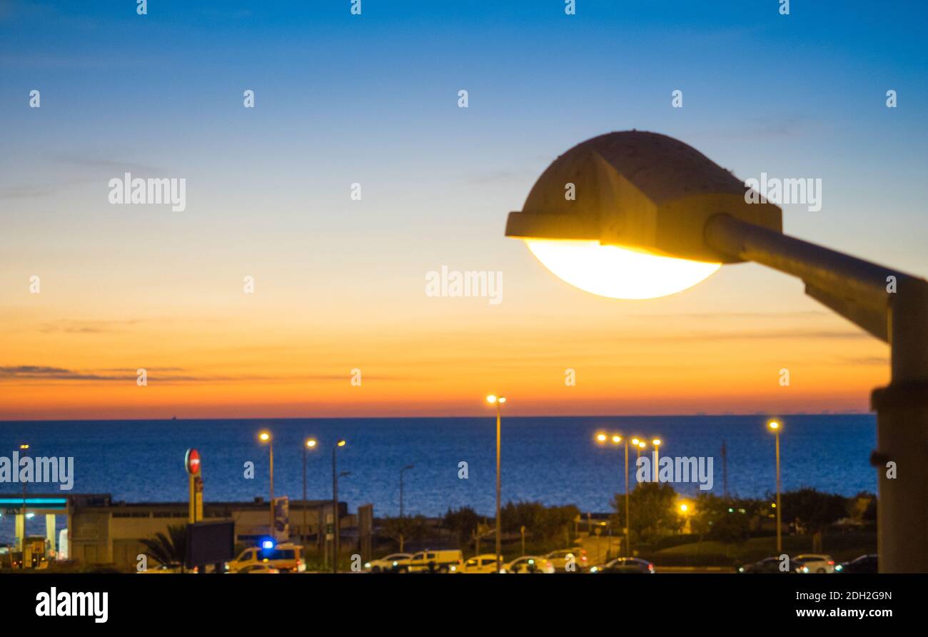 Silhouette street light sky sunset cloud sky hi-res stock photography ...