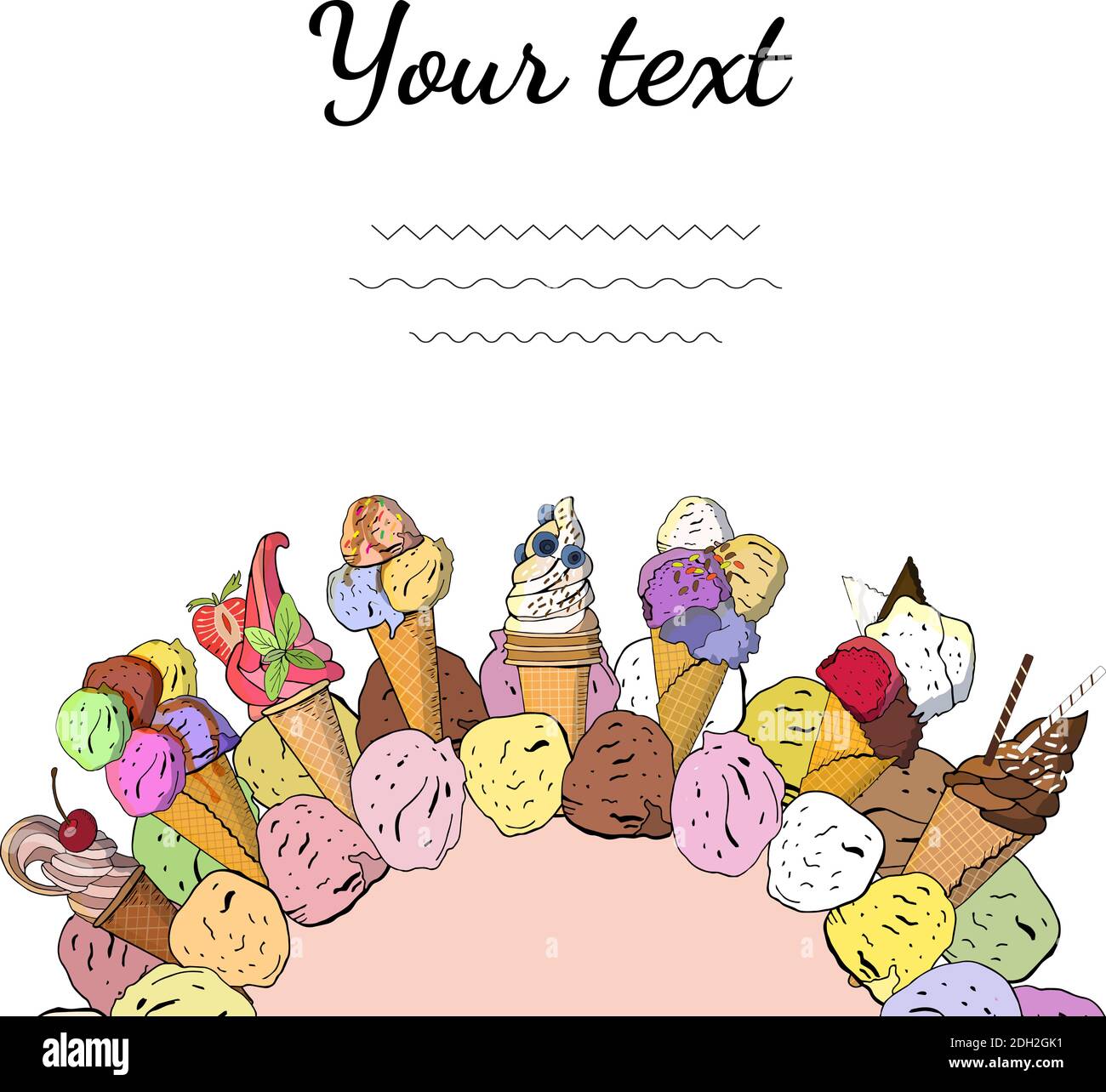 Ice cream template. Vector illustration. Excellent print for greeting ...