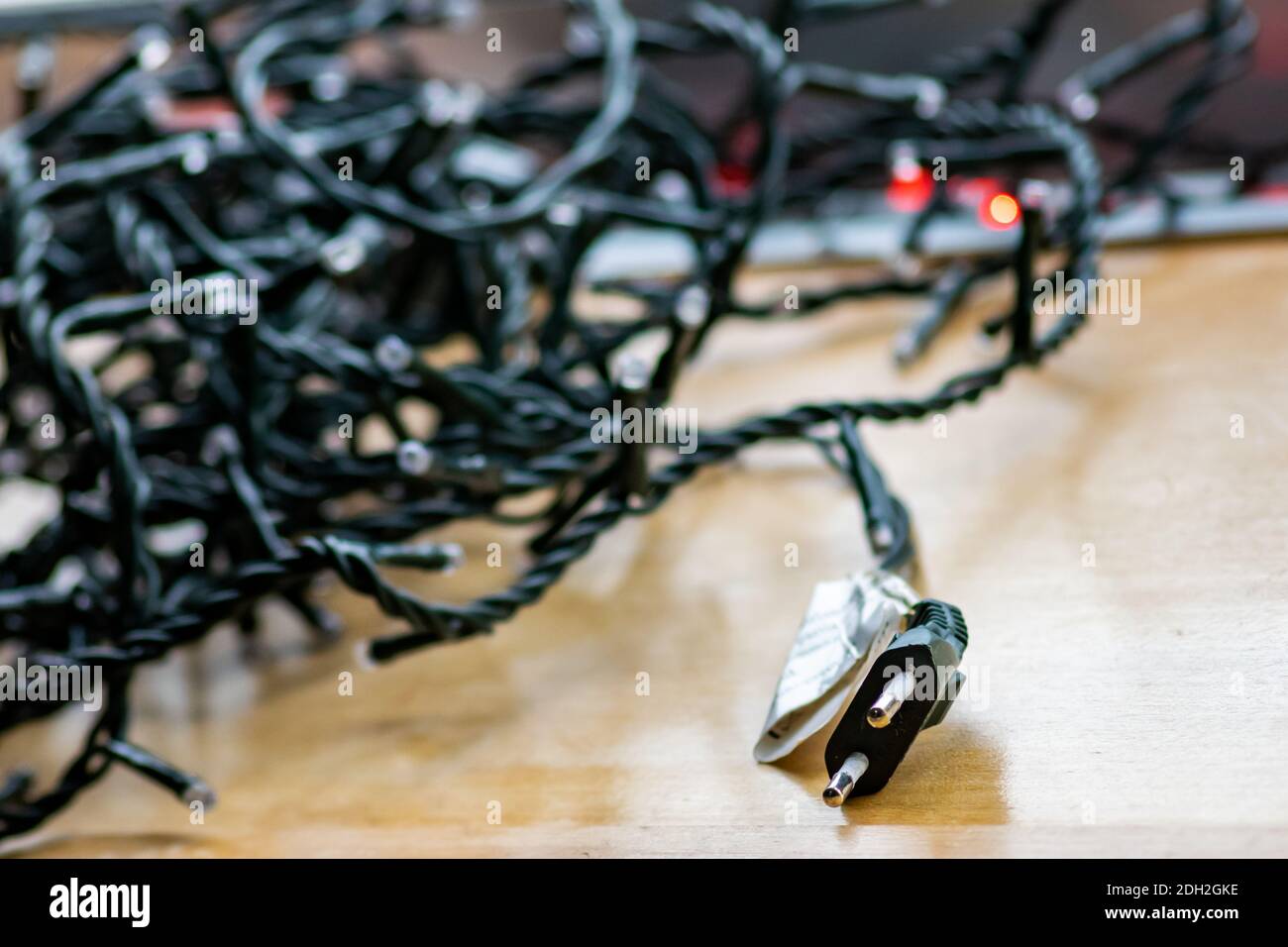 Unplugged Christmas lights bundled in 2020 Covid19 times Stock Photo ...