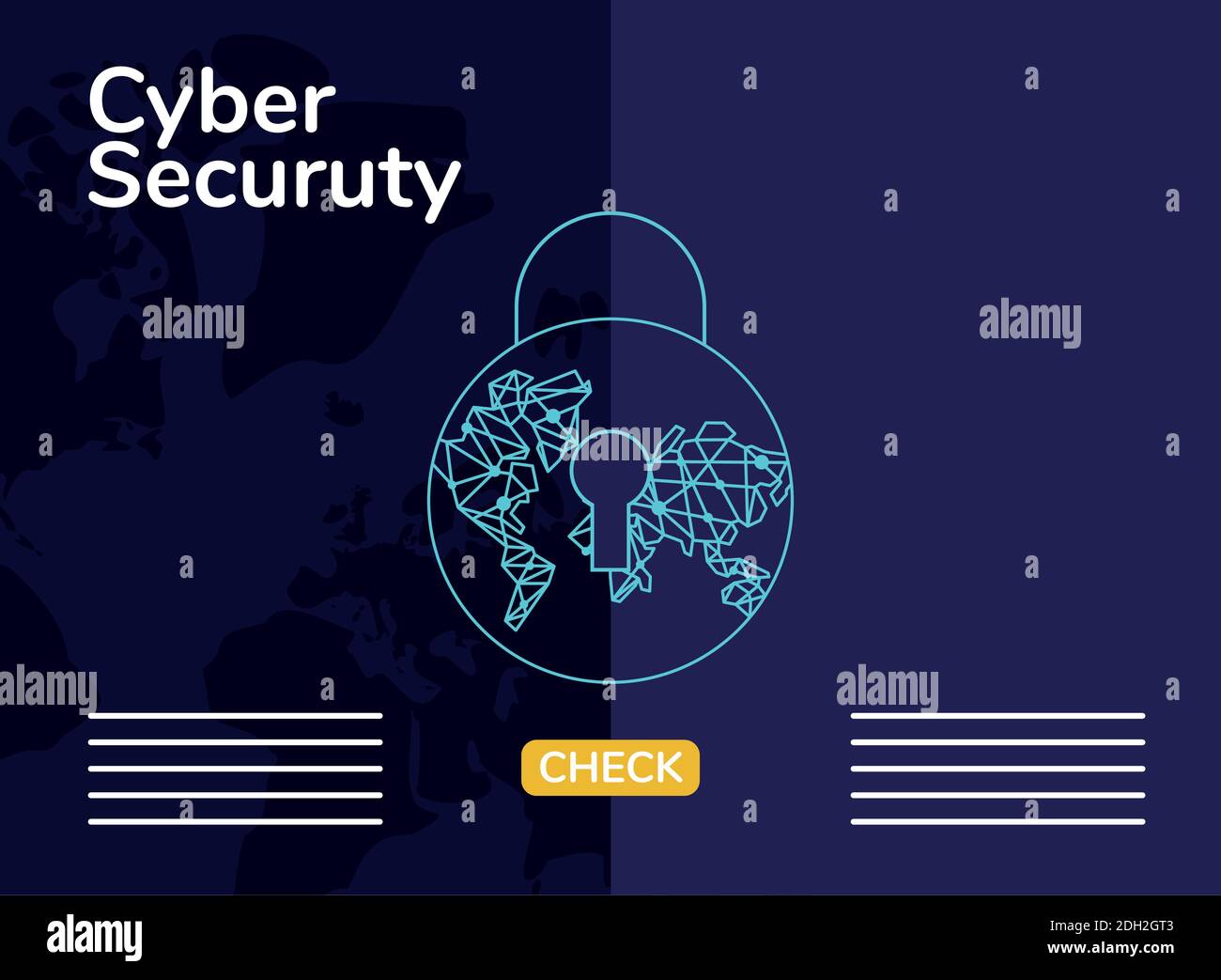 cyber security infographic with padlock and circuit earth planet vector ...