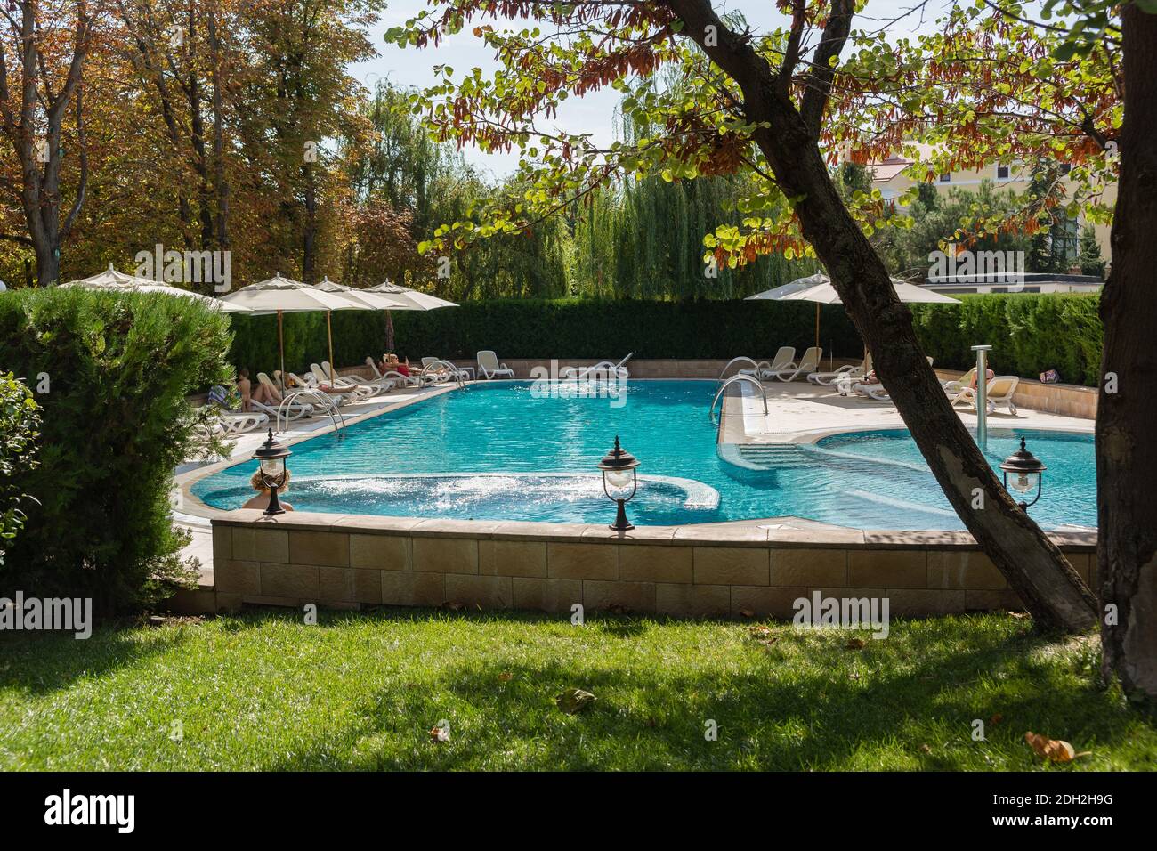 Russia, Crimea, Feodosia September 18, 2020-Outdoor pool at the hotel ...