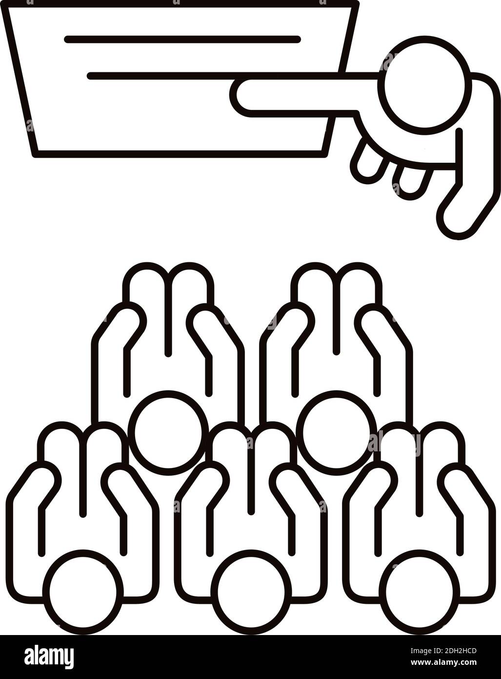 group of workers training with paperboard coworking line style vector ...