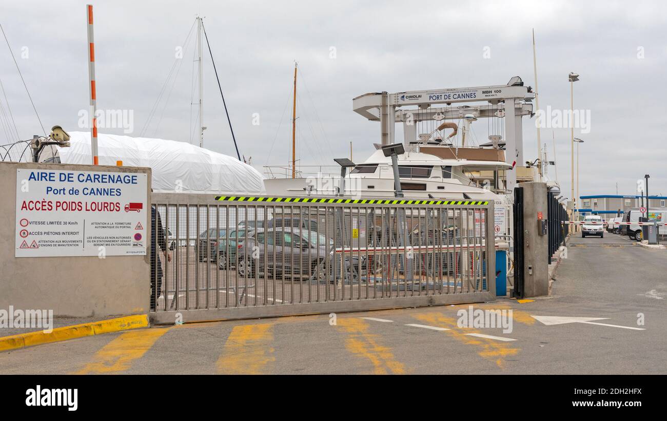 Cannes, France - January 30, 2018: Closed Gate at Port Entrance in ...