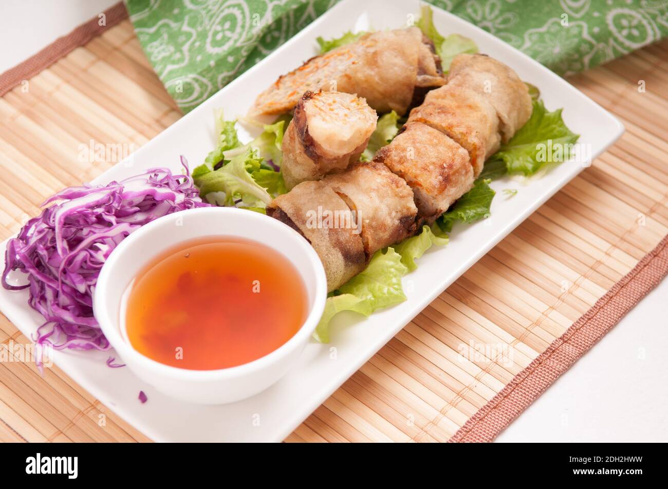 spring roll vietnamese style, with spicy chilli pepper sauce Stock ...