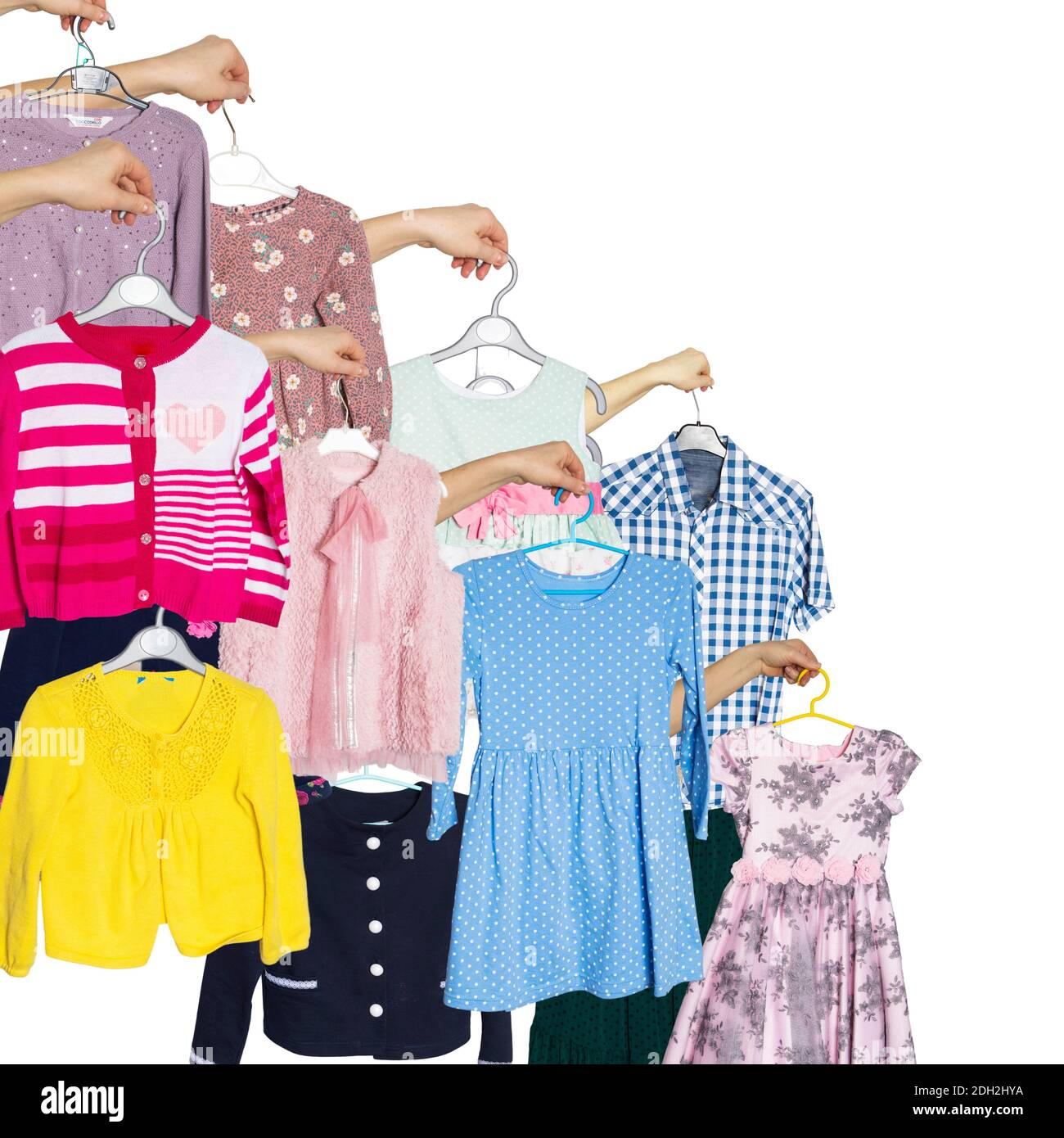 Colorful clothes on white background Stock Photo - Alamy