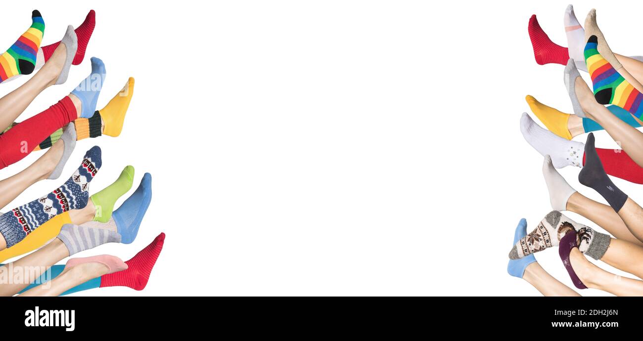 Colorful socks on white background Stock Photo - Alamy