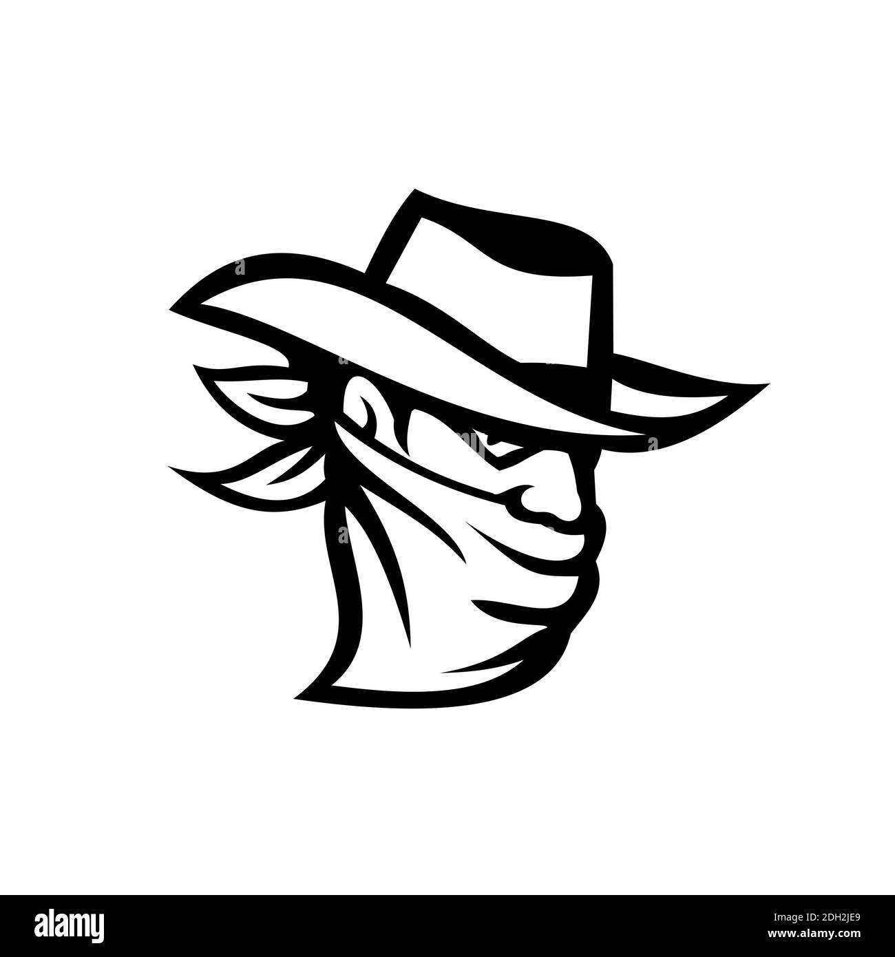 Outlaw or Bandit Wearing Face Mask Retro Black and White Stock Photo ...