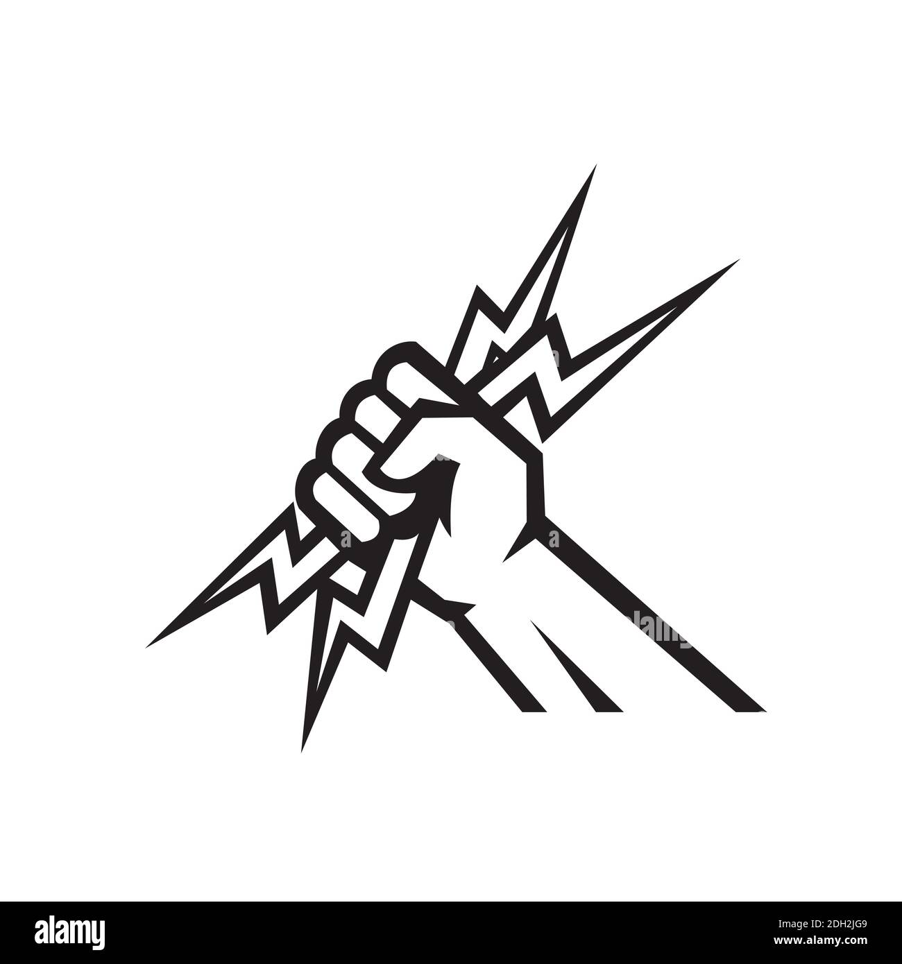 Electrician Hand Holding Lightning Bolt Side View Icon Black and White ...