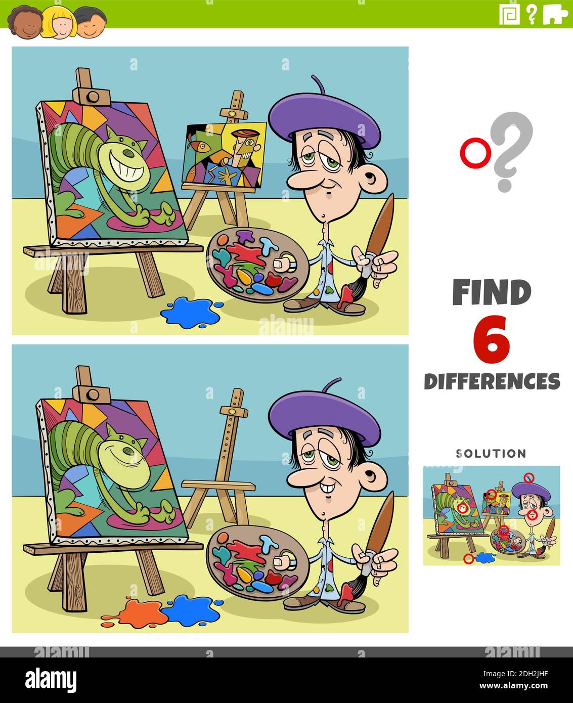 Cartoon illustration of finding the differences between pictures ...