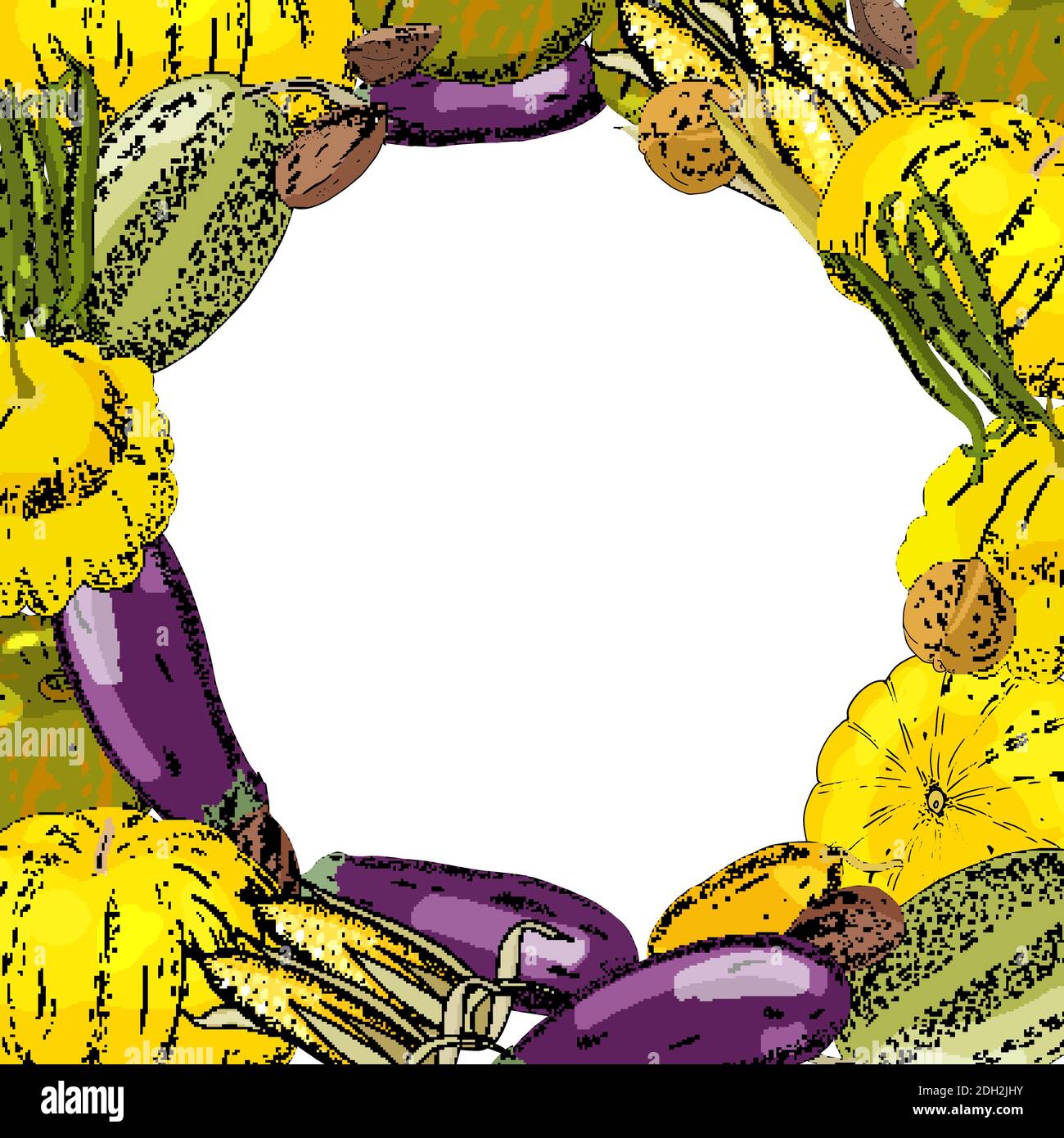 Square autumn template with different fresh vegetables Stock Vector ...
