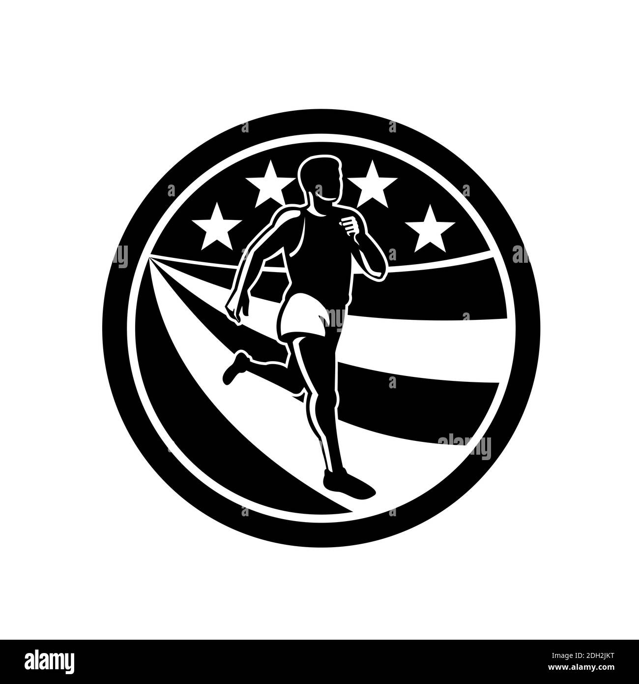 American Marathon Runner Black and White Stock Photo - Alamy