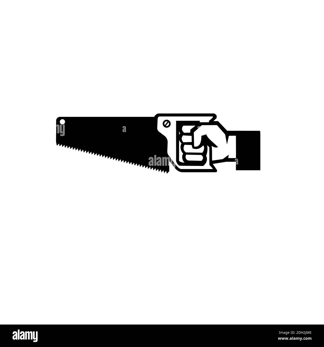 Carpenter Hand Holding Crosscut Saw Side View Icon Black and White ...