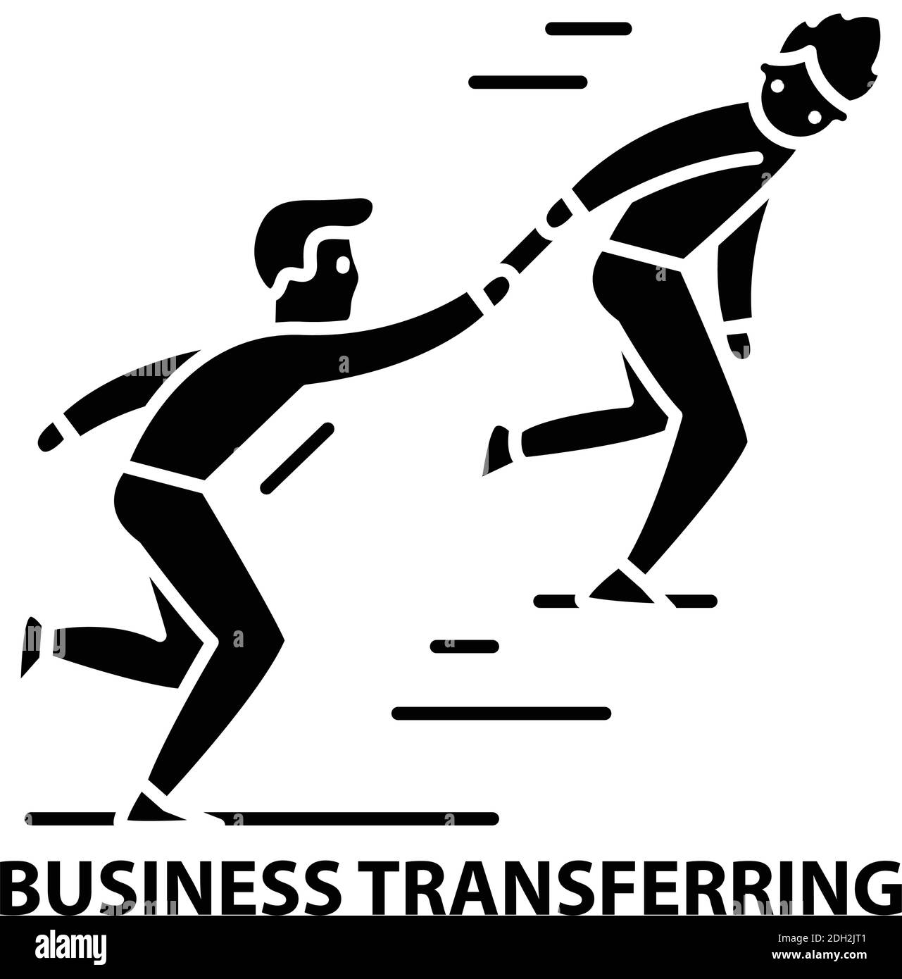 business transferring icon, black vector sign with editable strokes ...