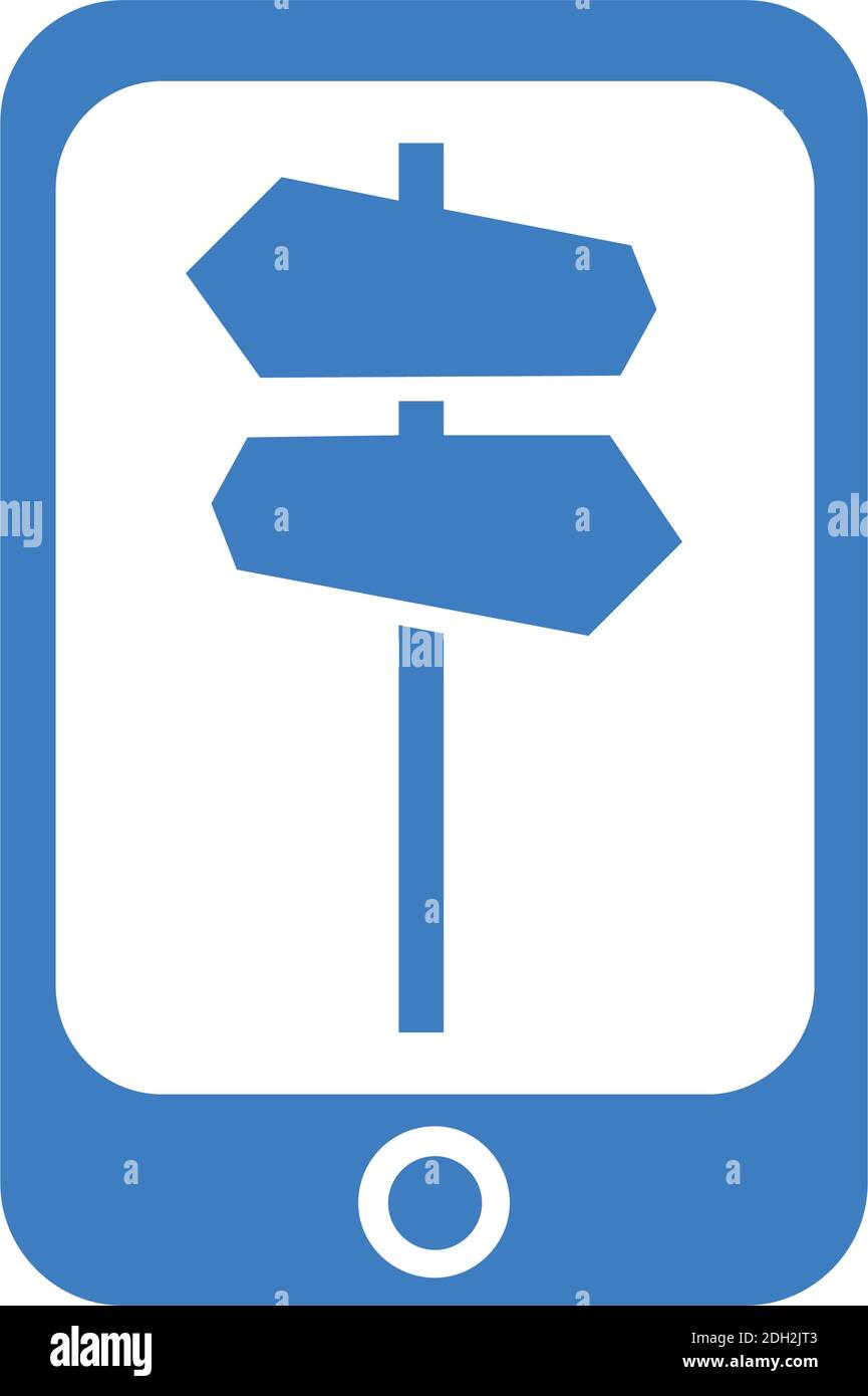 direction route on mobile logo icon flat vector concept design Stock ...