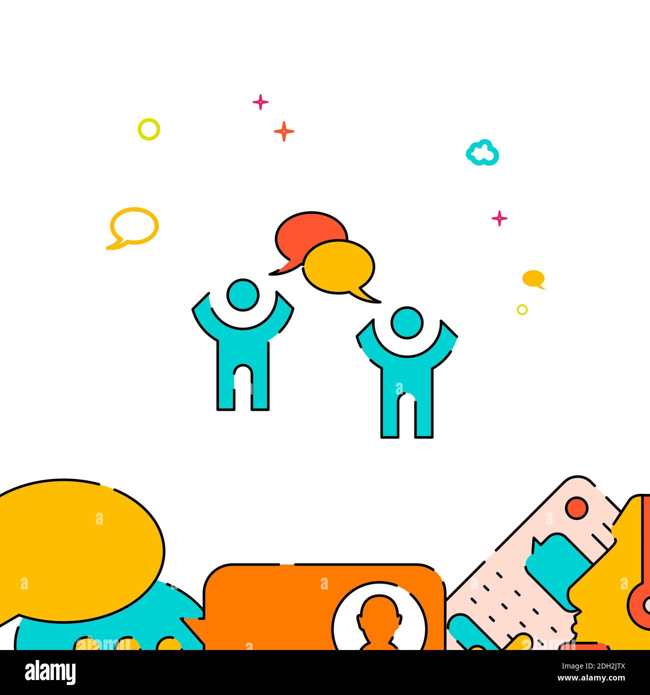 Two people talking filled line icon, simple illustration, people ...