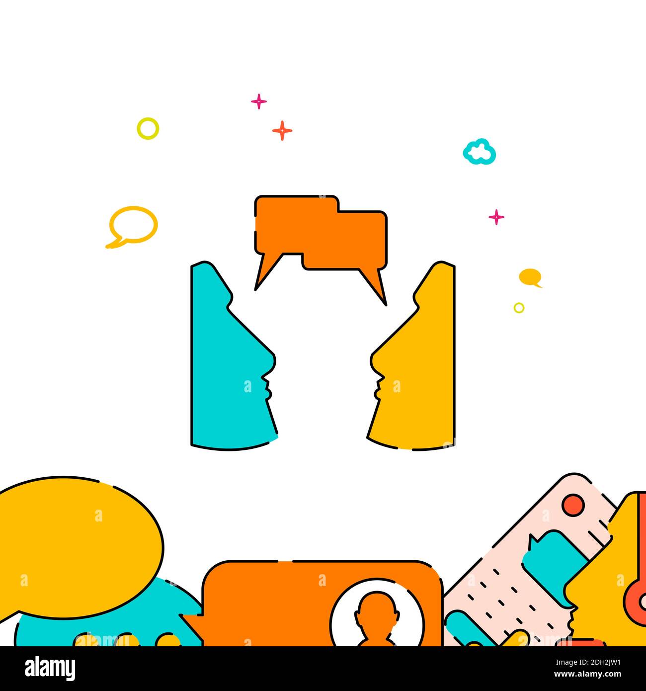 Two people talking filled line icon, simple illustration, people ...