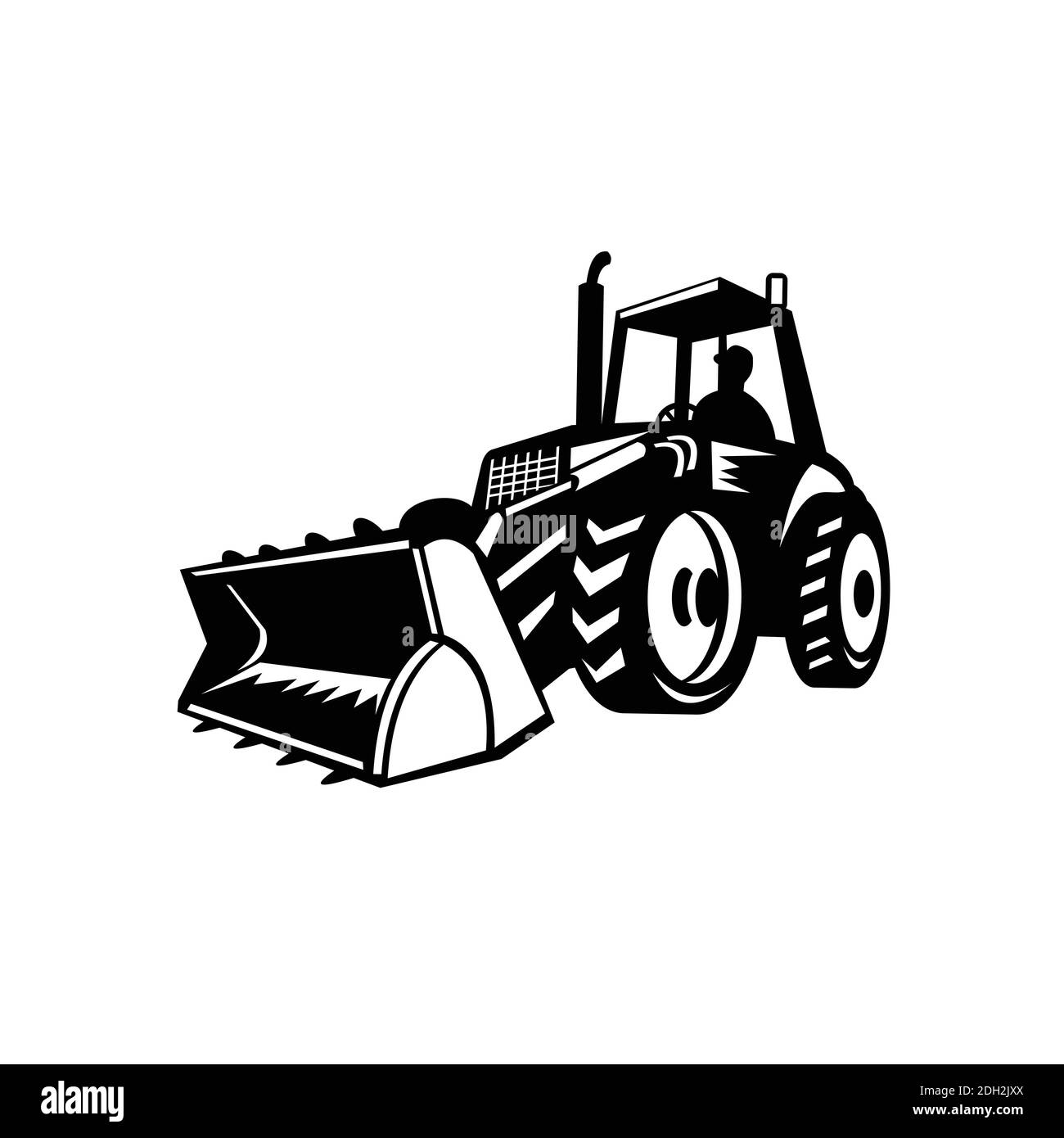 Tractor Mechanical Digger Excavator Black and White Stock Photo - Alamy