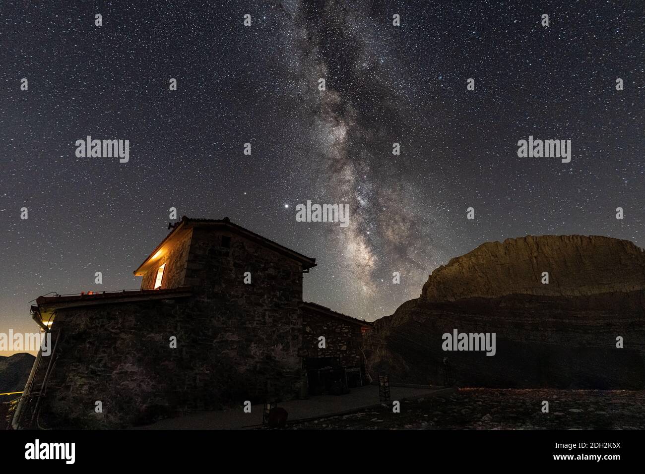 Milkyway Galaxy Mount Olympus. Mountain of the Gods Stock Photo - Alamy