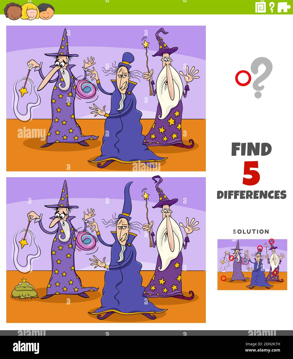 Cartoon illustration of finding the differences between pictures ...