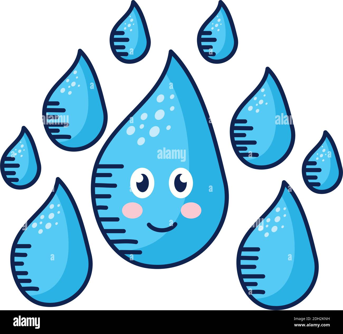 rain drops kawaii weather comic character vector illustration design ...