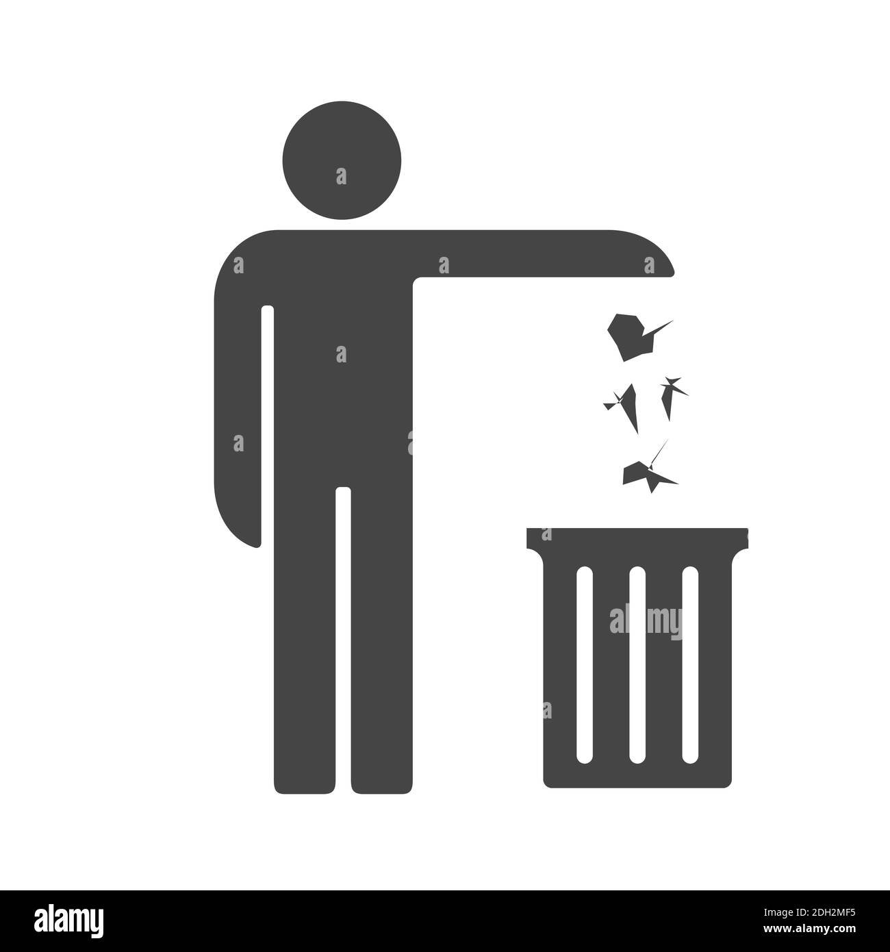 Man throwing out trash. Tidy man symbol, do not litter icon, keep clean ...